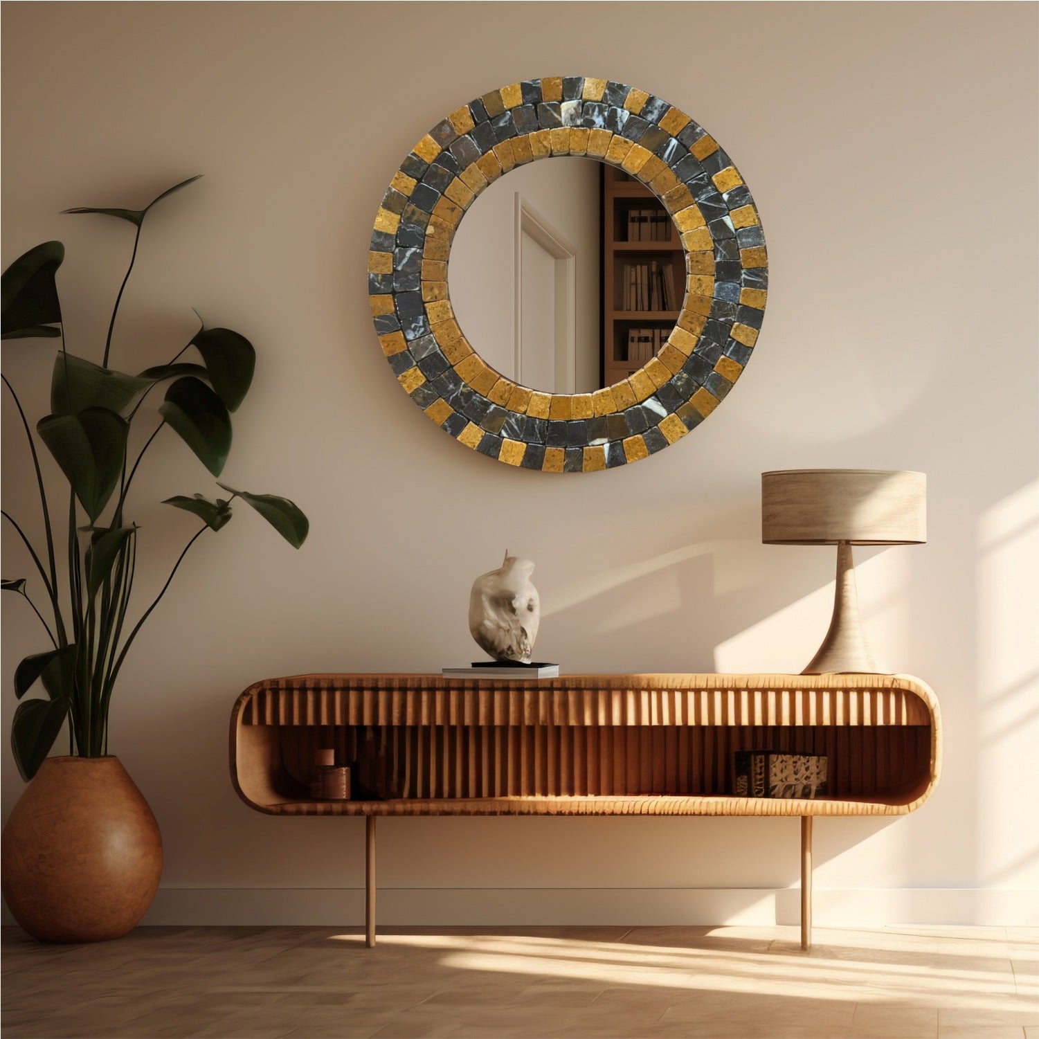 MIRROR MOSAIC | Mustard Black for Luxury Villas – SastiWalls.pk